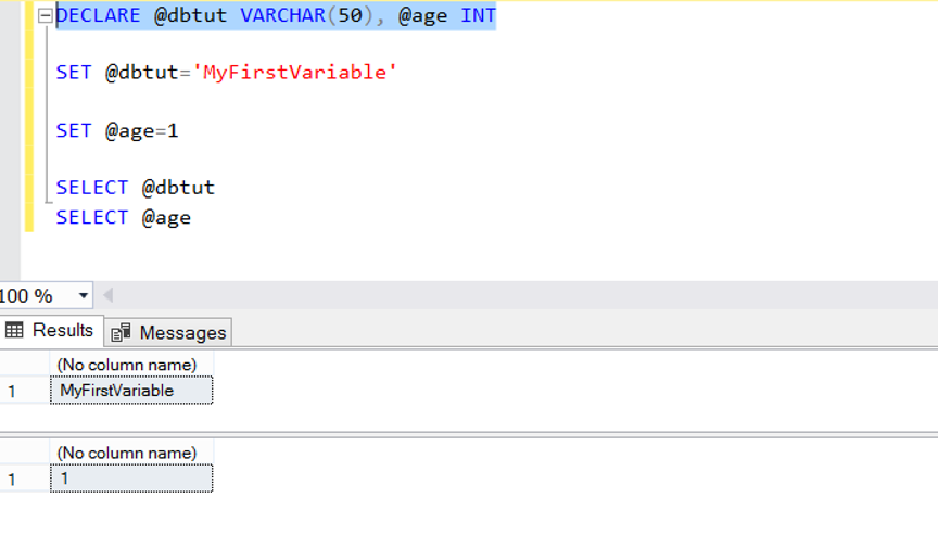 Declare Variables In SQL Server TSQL Database Tutorials